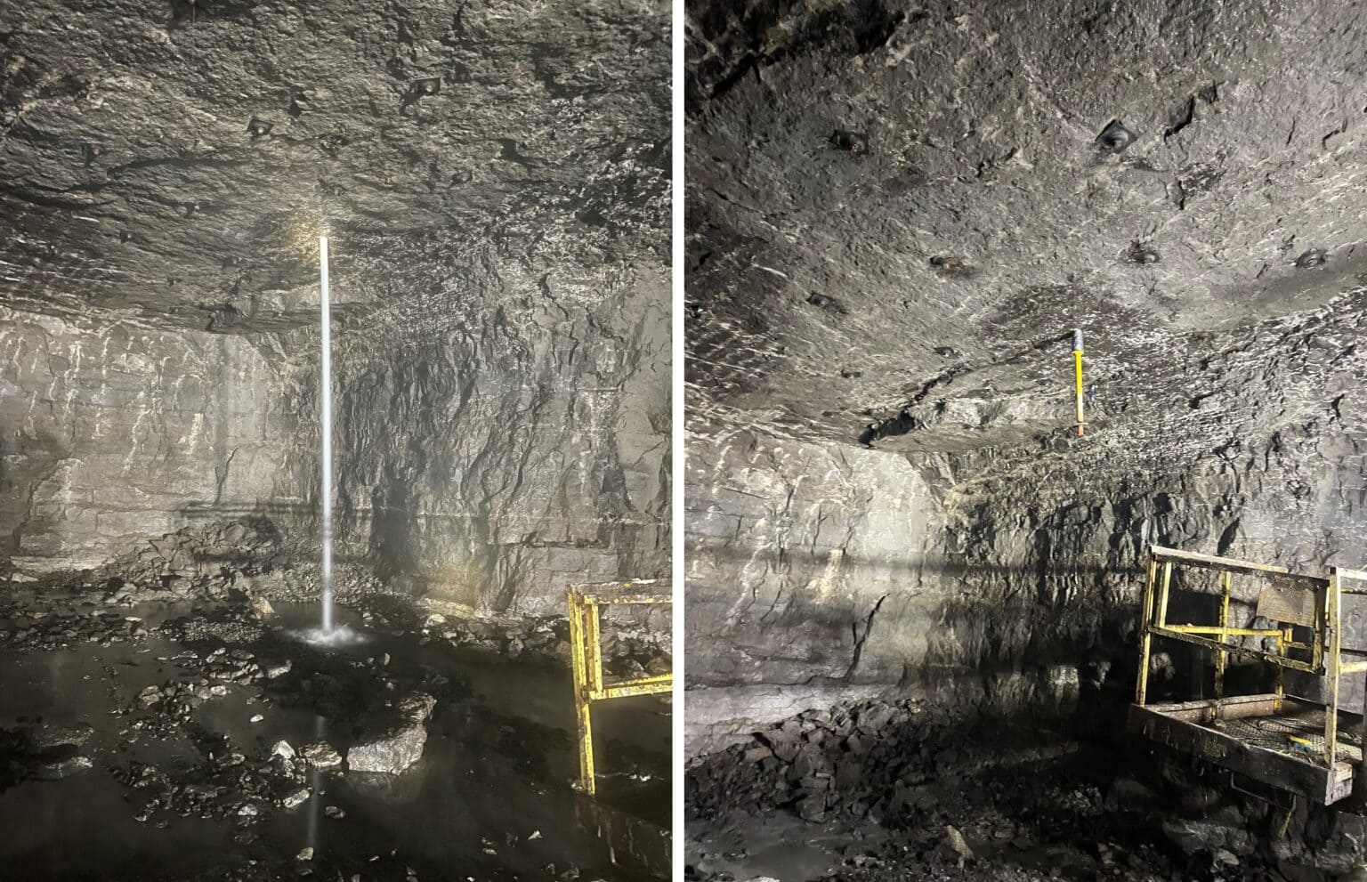 Water Leaking through Old Mine Core Hole Stopped with Polyurethane ...